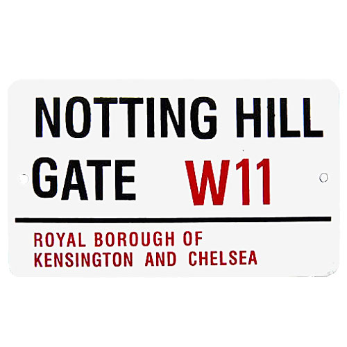 London Gifts : Metal Street Signs - small - Notting Hill Gate