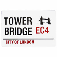London Gifts : Metal Street Signs - small - Tower Bridge
